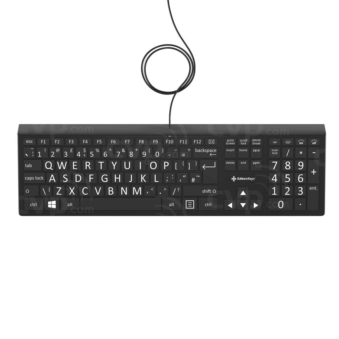 Buy - Editors Keys Large Type Backlit Keyboard (LTBW-BL-WIN-UK)